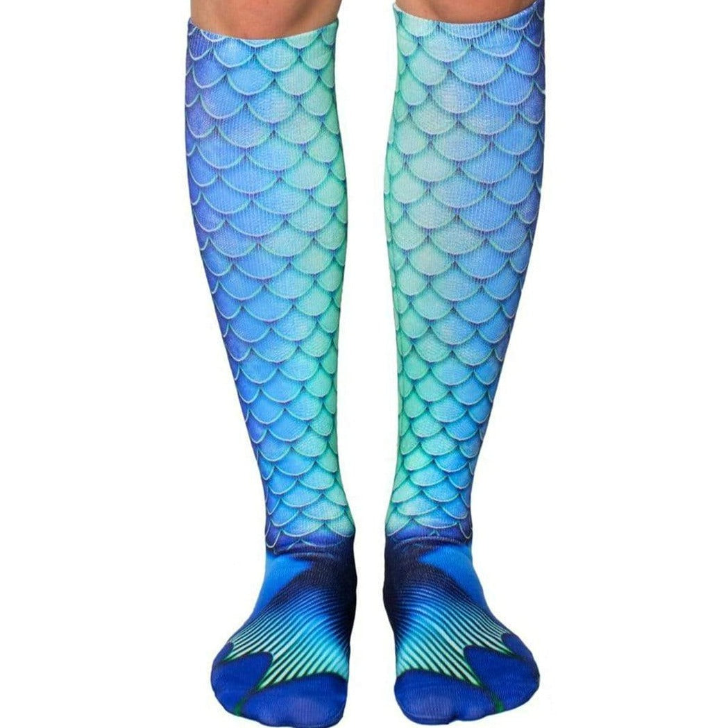 Mermaid Blue Sock Knee High Sock - Johns Crazy Socks