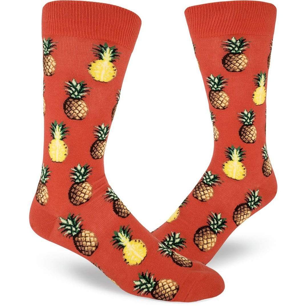 Pursuit of Pineapples – Crew Socks for Men - gray - Johns Crazy Socks