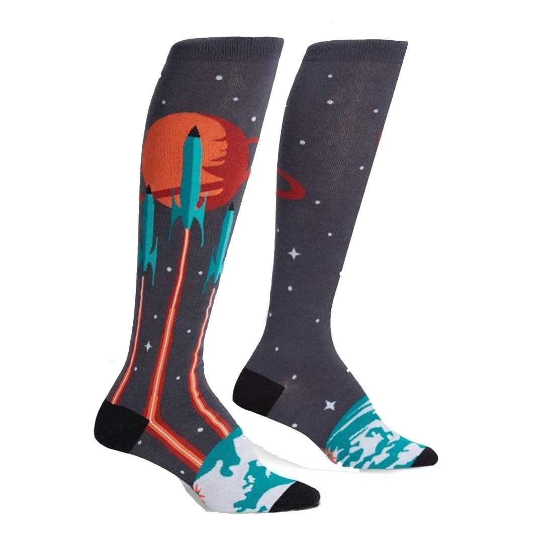 Launch from Earth Socks - Knee High Socks for Women - Johns Crazy Socks