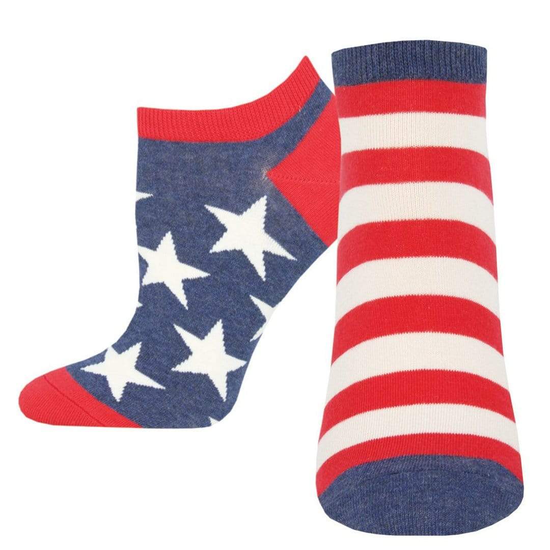 USA Mismatched Flag Socks Men's Ankle Sock - Johns Crazy Socks