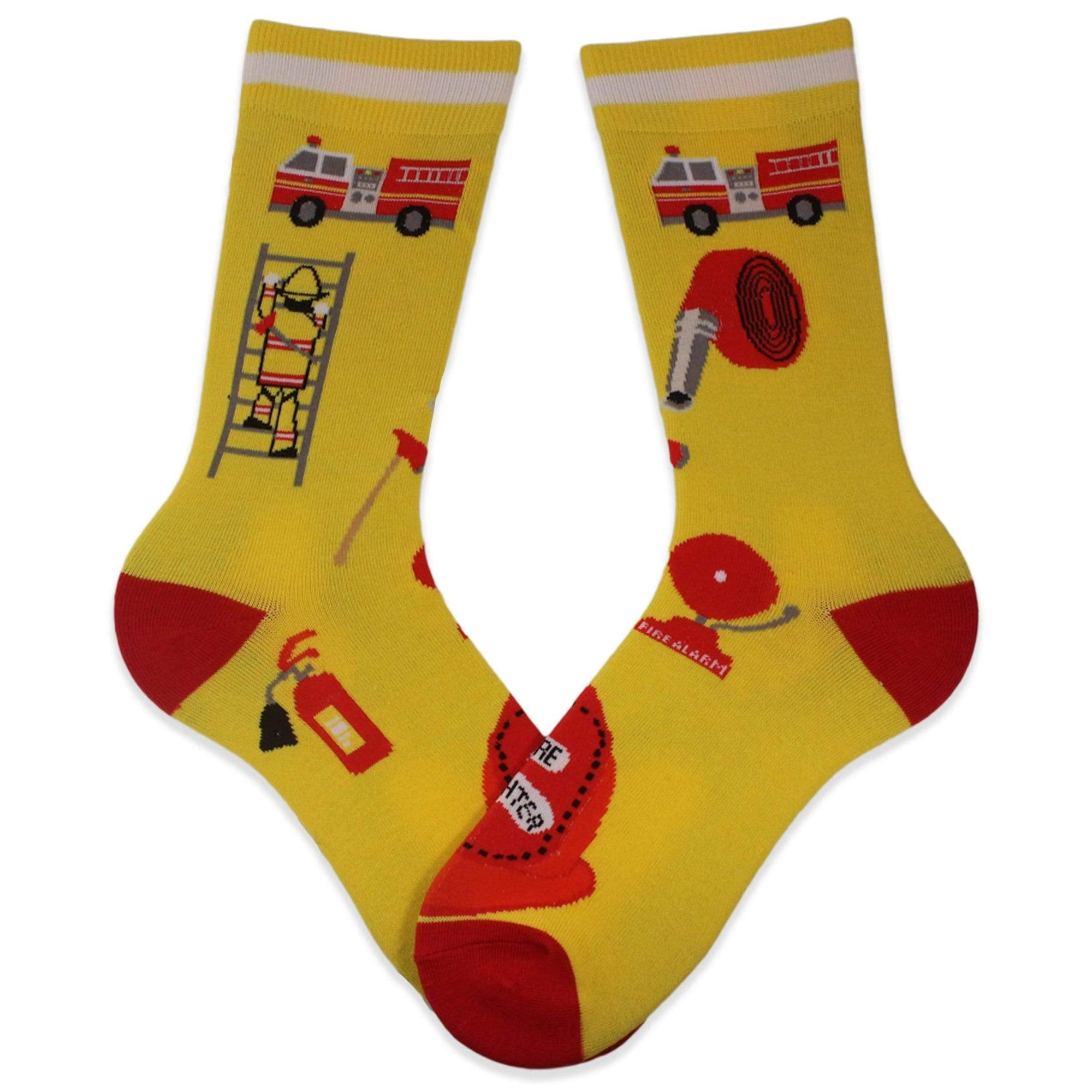 Firefighter Tribute Socks - Yellow / Women's - John's Crazy Socks